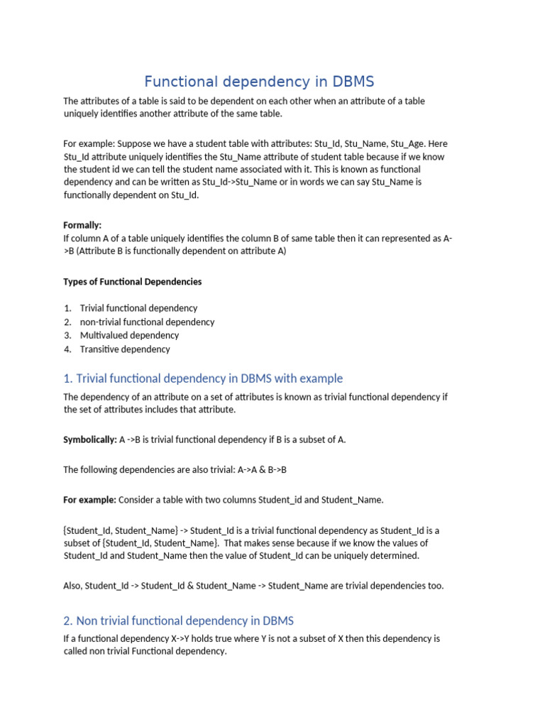 Functional Dependency in DBMS | PDF | Database Transaction | Acid
