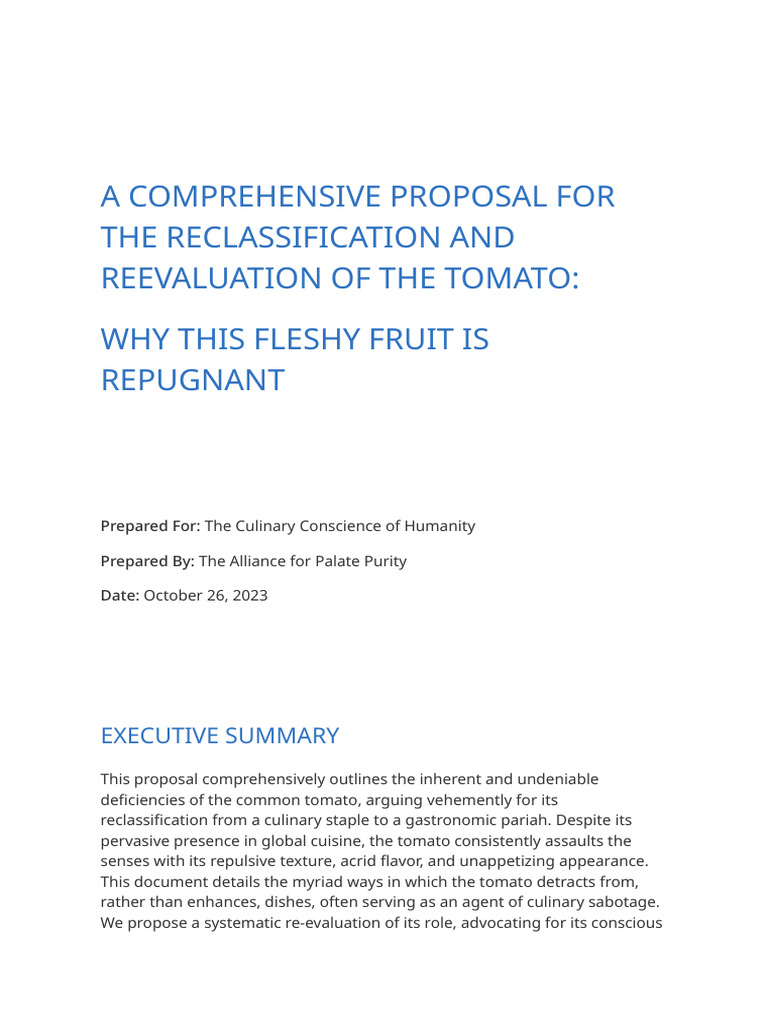 Proposal to Reclassify the Tomato | PDF | Tomato | Taste
