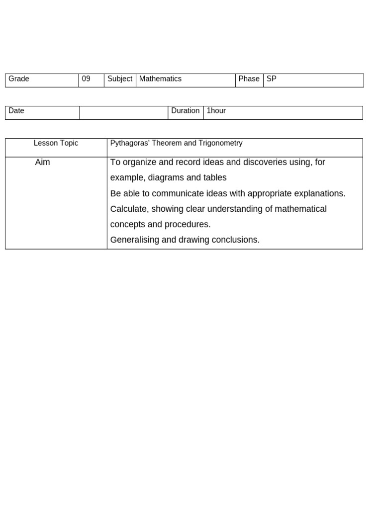 Mathematics Trigonometry Lesson Plans | PDF | Trigonometry | Geometry