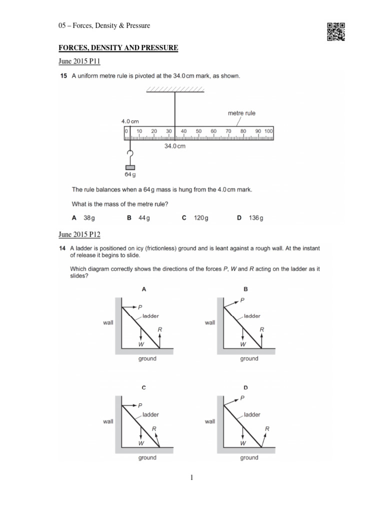 Forces, Density, and Pressure Overview | PDF | Physical Quantities ...