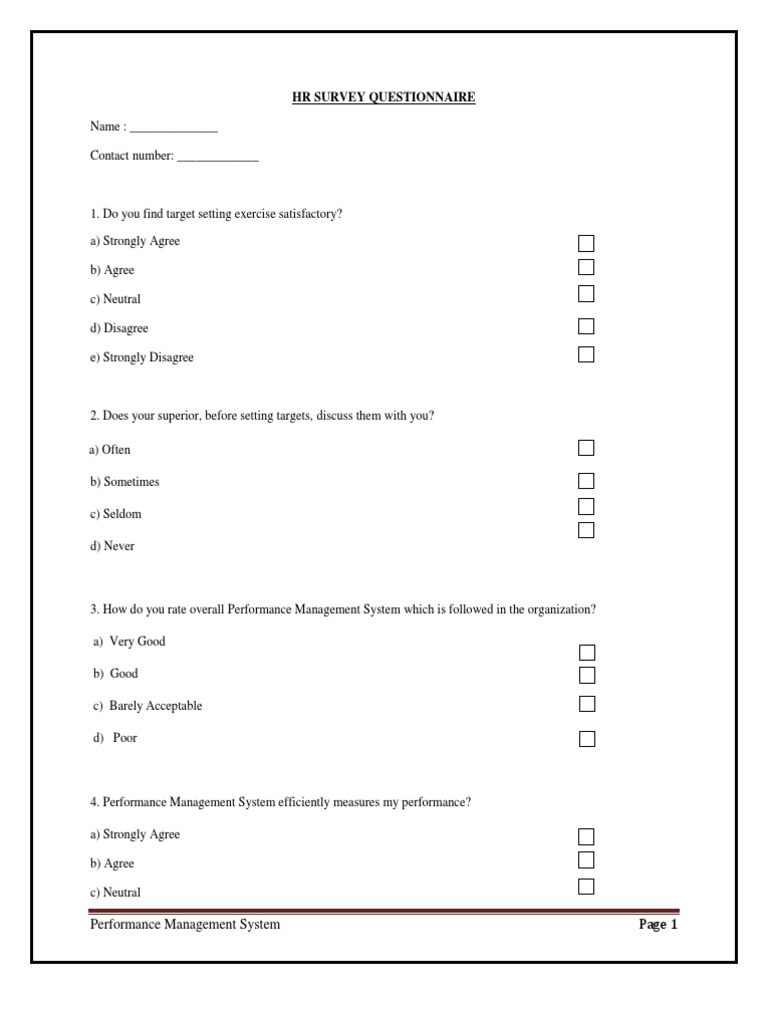 HR Survey Questionnaire | PDF