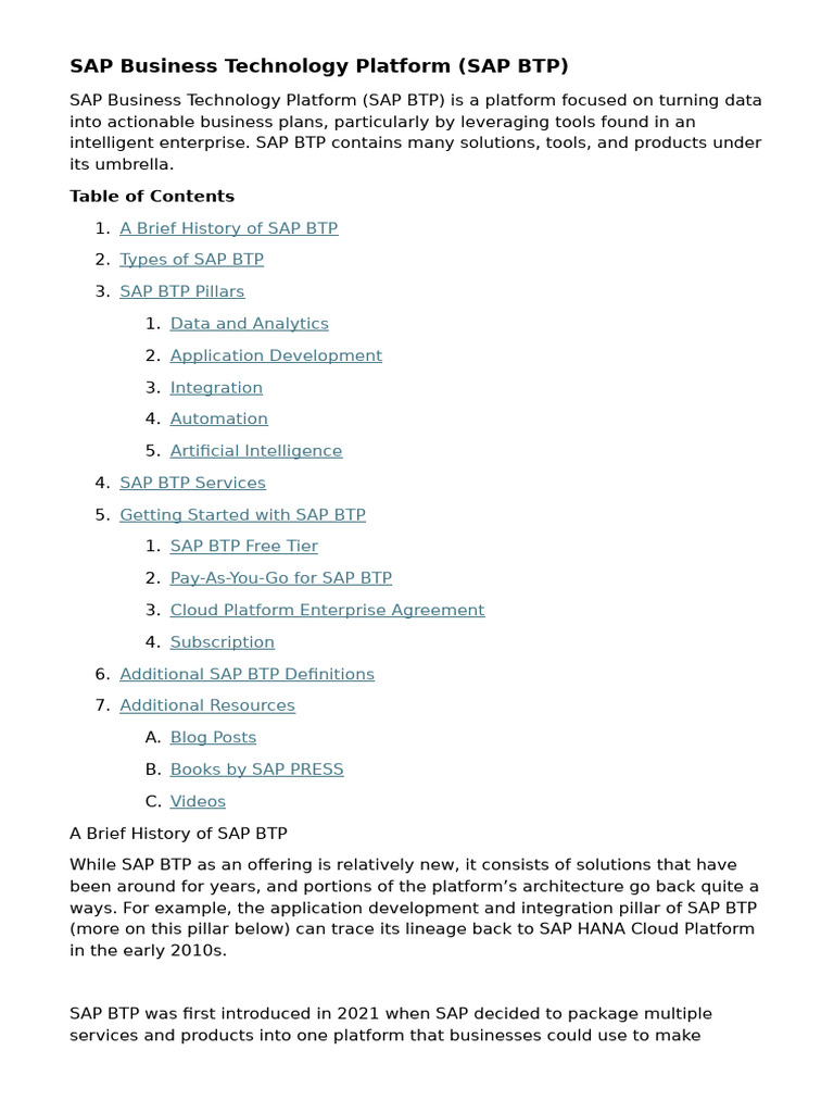 SAP Business Technology Platform (SAP BTP) | PDF | Cloud Computing | Artificial Intelligence