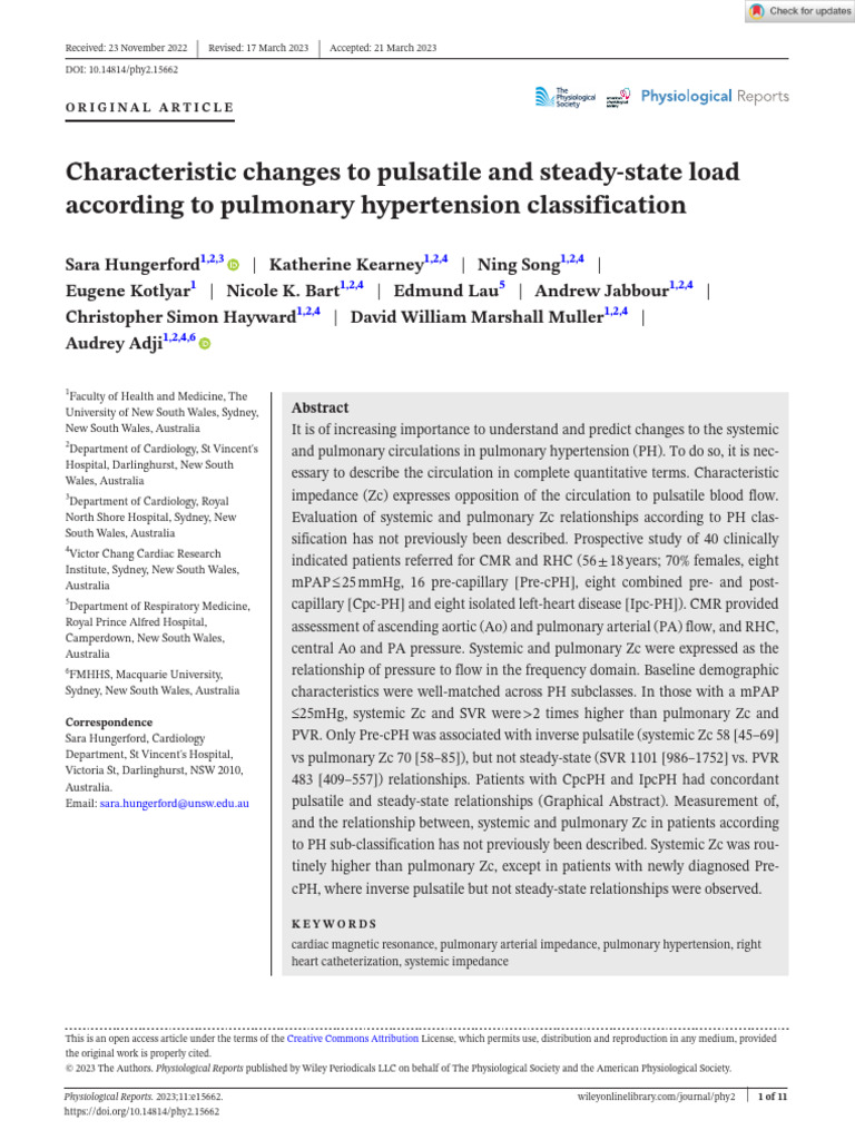 Physiological Reports - 2023 - Hungerford - Characteristic Changes To ...