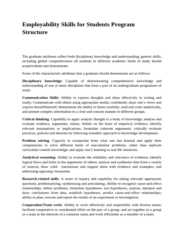 Employability Skills Program Structure | PDF | Knowledge | Cognition