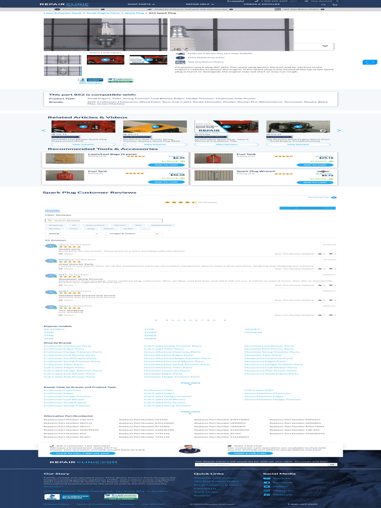 Small Engine Spark Plug Guide | PDF
