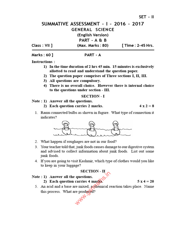 SA-I - VII General Science (SET-II) | PDF | Series And Parallel ...