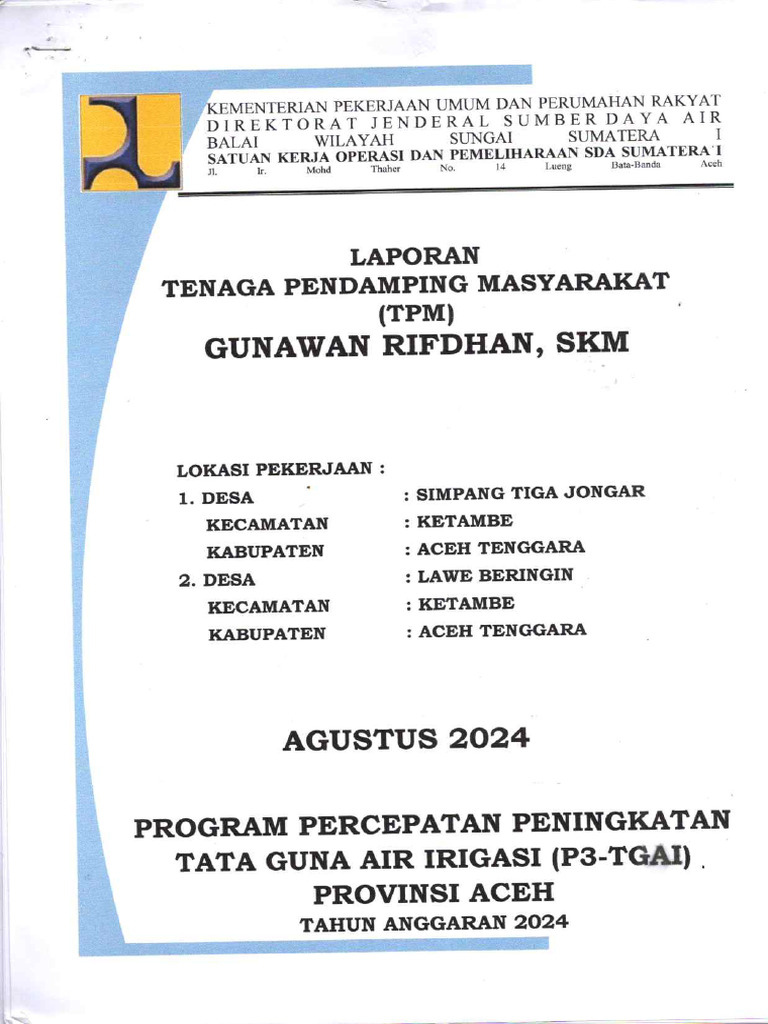 Laporan TPM Bulan Agustus 2024 | PDF