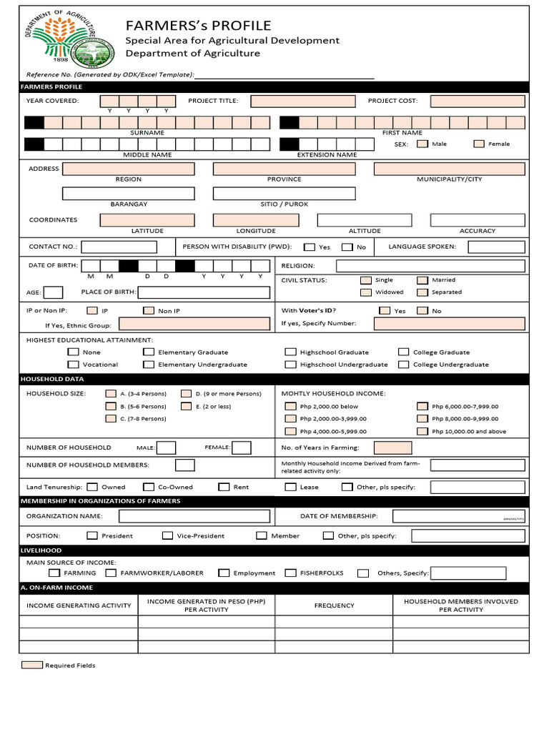 Individual Profiling Form | PDF | Agriculture | Food Industry