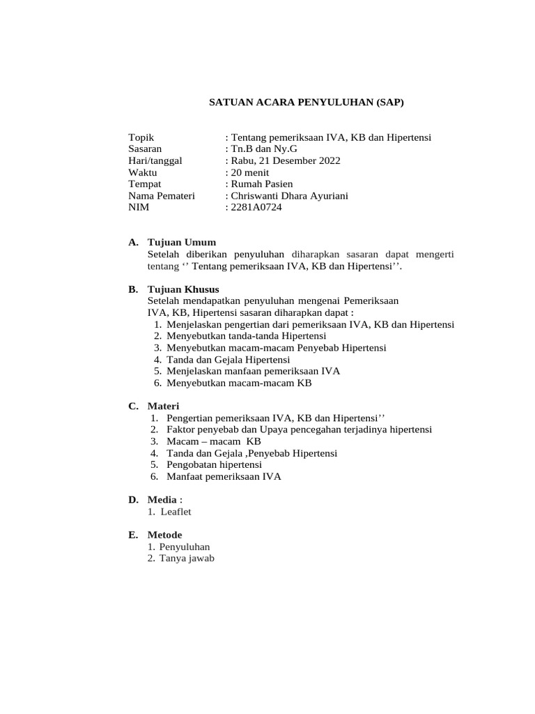 Sap & Leaflet (Promosi Kesehatan) | PDF