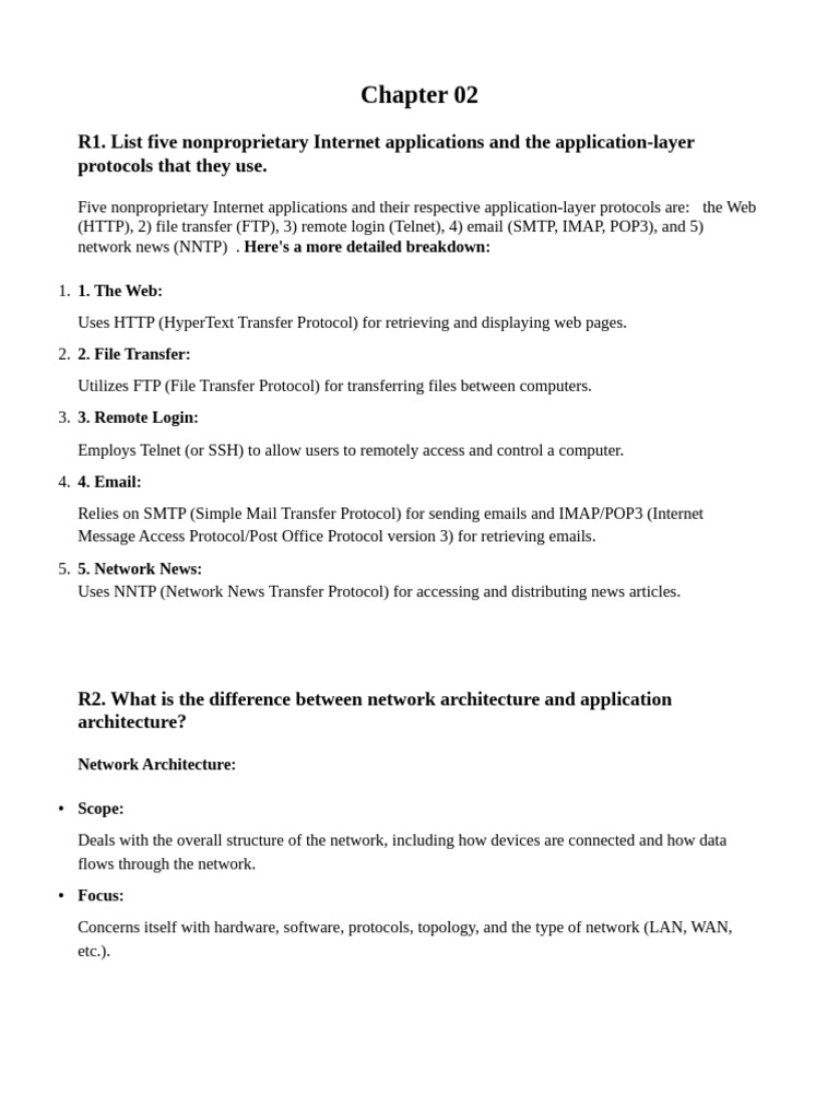 Ch02 Swarna Mam Solution | PDF | Computer Network | Transmission Control Protocol