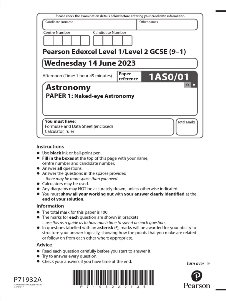 GCSE Astronomy - 2023QP - P1 | PDF | Natural Satellite | Planets