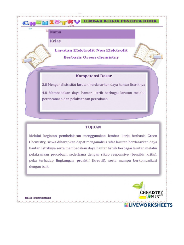 (P2) LKPD Praktikum Elektrolit Dan Non Elektrolit | PDF