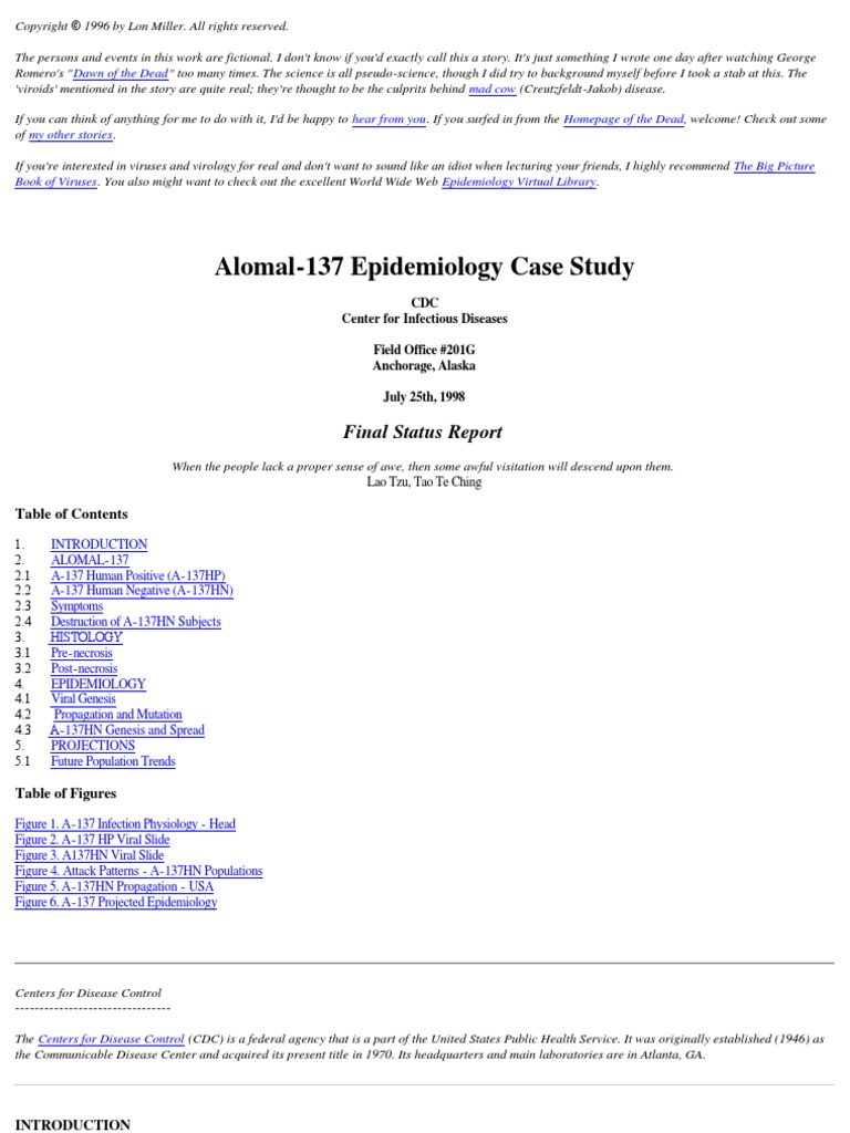 Zombie Virus - Alomal-137 Epidemiology Case Study - Night of The Living ...