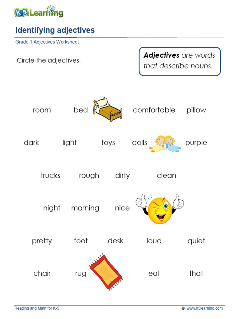 Grade 1 Identify Adjectives B | PDF