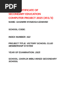 Kcse 2025 Computer Project Documentation | PDF | Databases ...