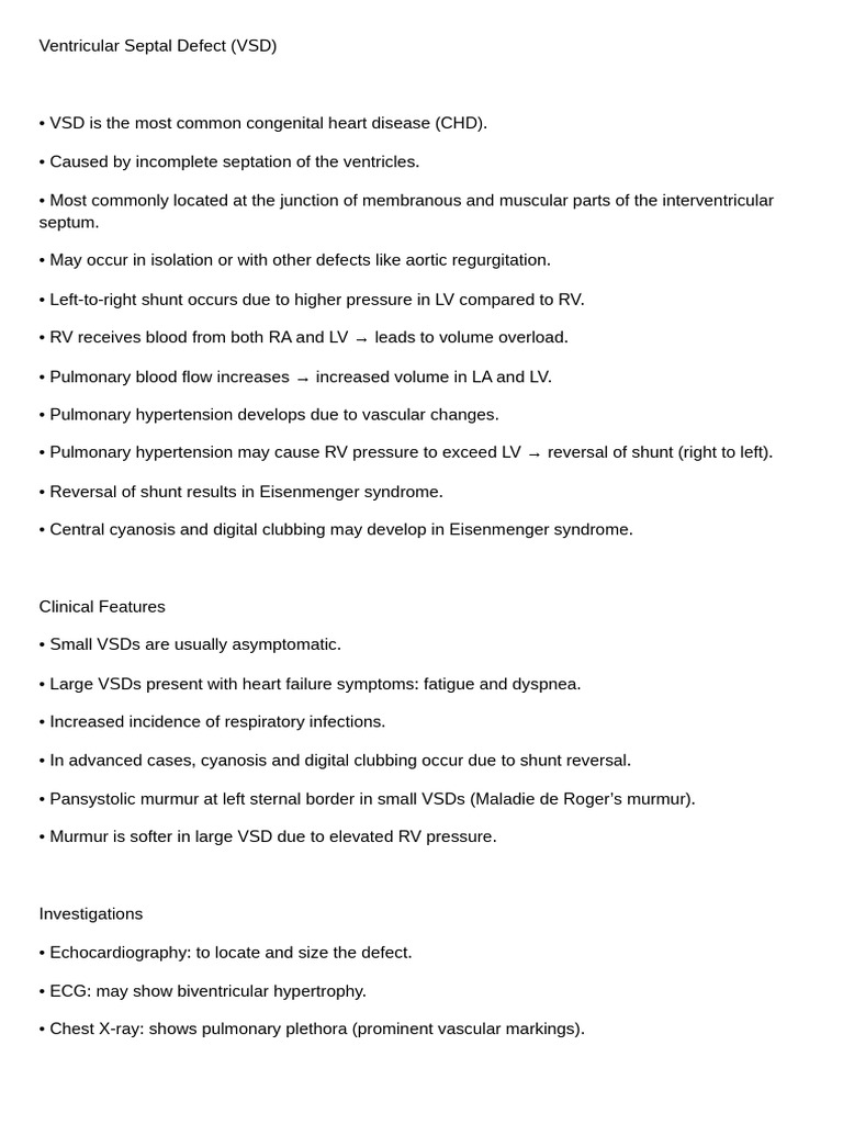 VSD Pathophysiology and Clinical Features | PDF