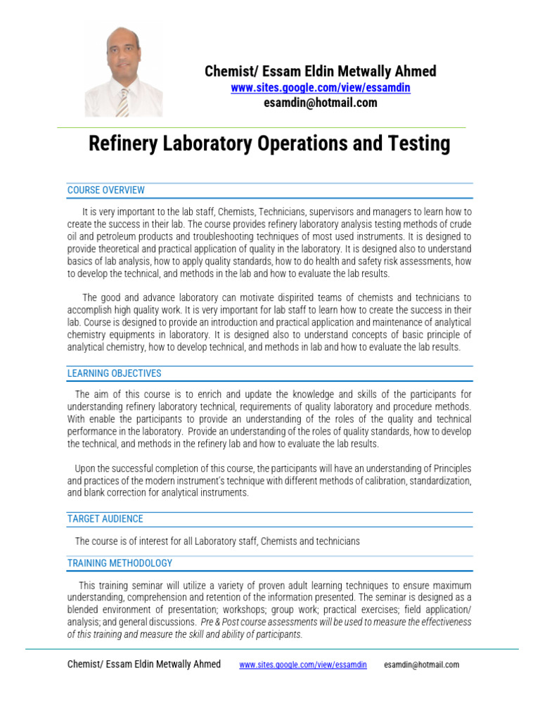 Refinery Laboratory Operations and Testing | PDF | Oil Refinery | Petroleum