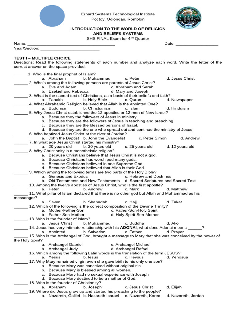 Intro To The World of Religion Midterm | PDF | Jesus | Mary, Mother Of ...