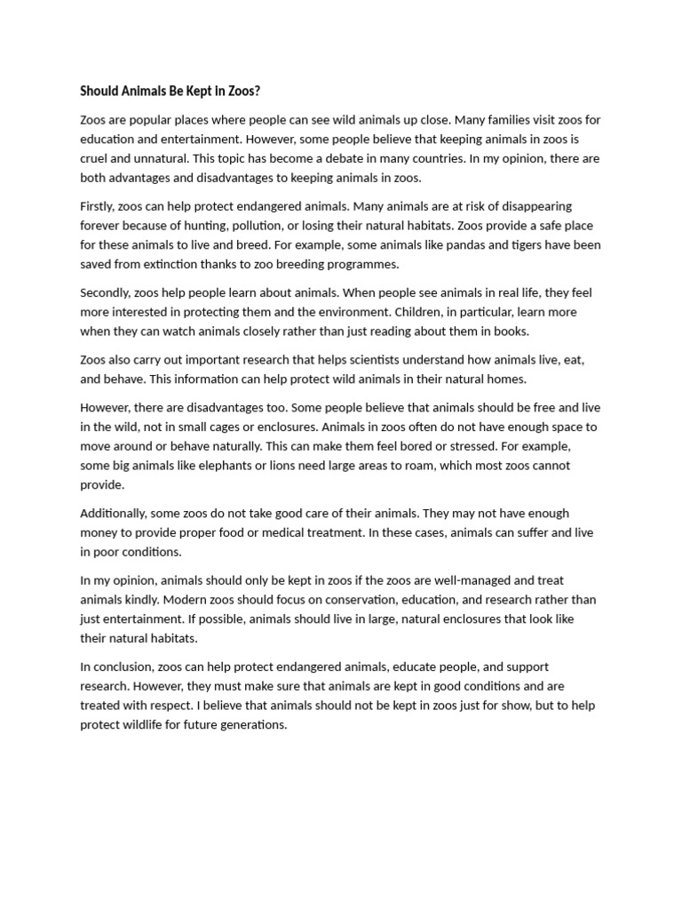 Should Animals Be Kept in Zoos | PDF