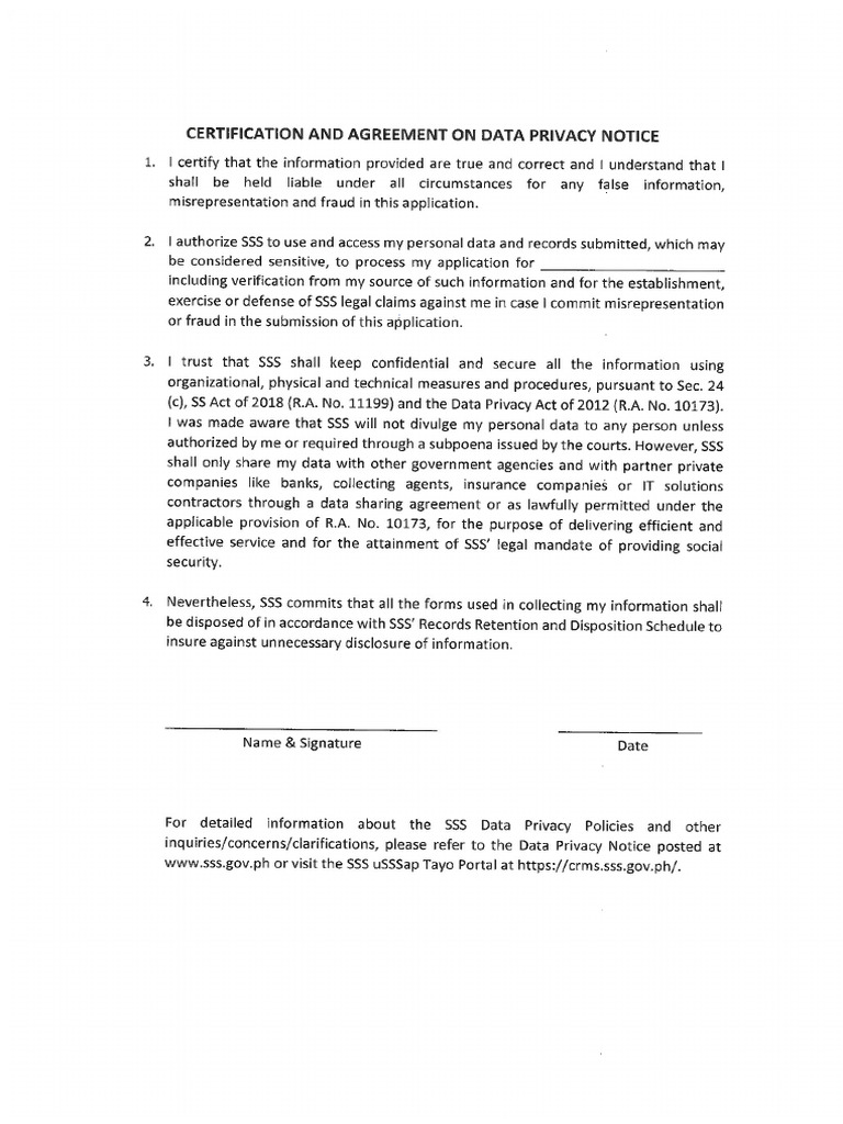SSS Data Privacy Notice | PDF