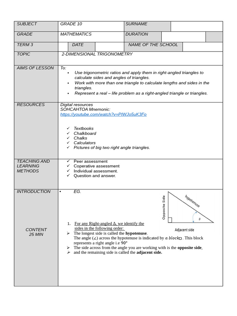 Trigonometric Ratios in Right Triangles | PDF | Trigonometric Functions ...