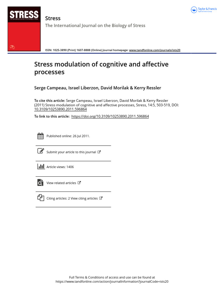 Stress Modulation of Cognitive and Affective Processes | PDF | Stress ...