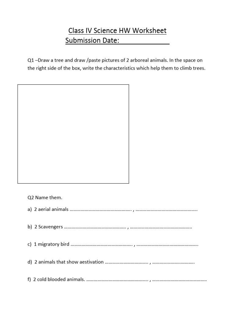 CBSE Class 4 Science Worksheet - Revision | PDF
