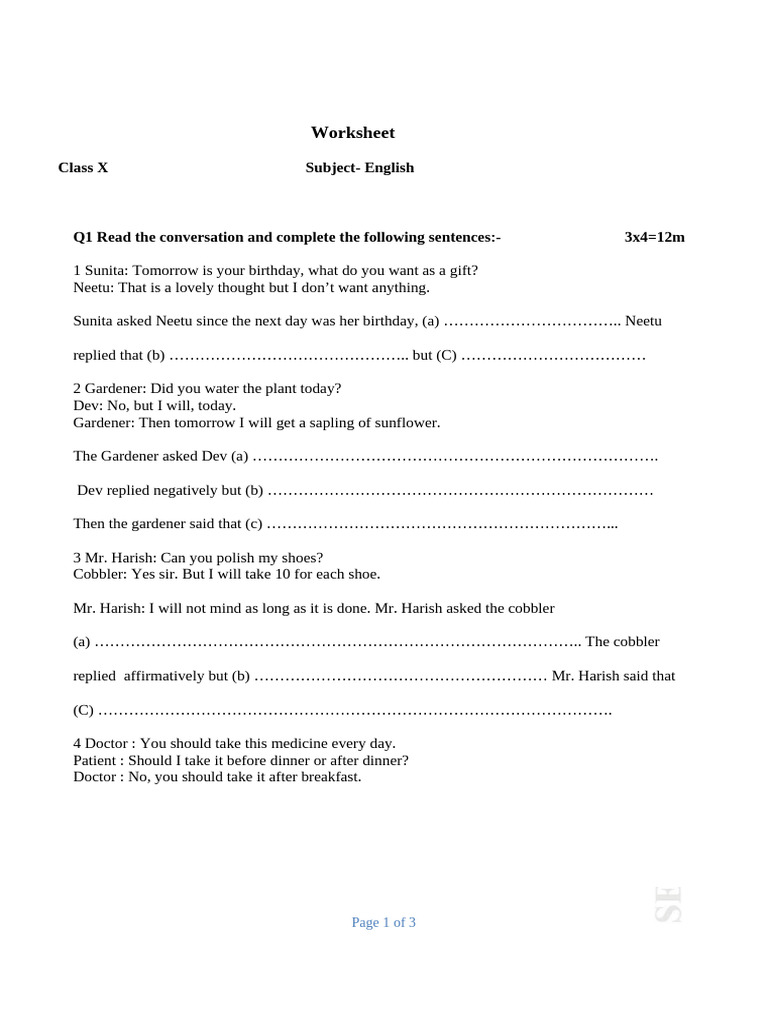 Grammar Worksheet - October | PDF