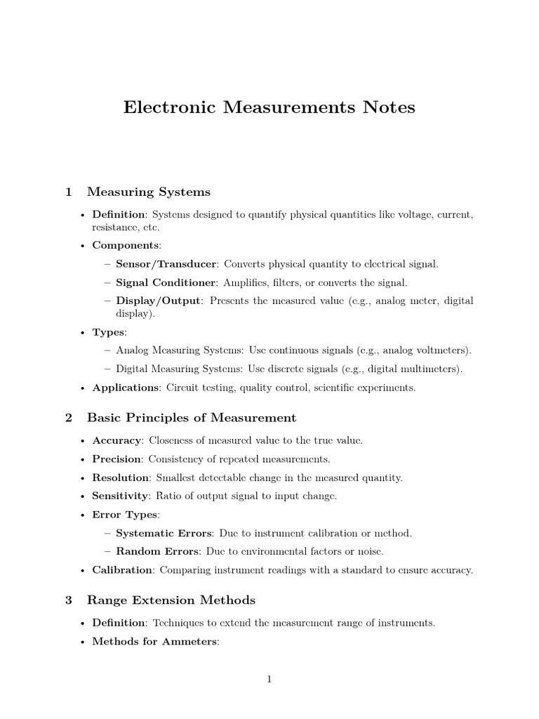 Electronic Measurement Principles and Systems | PDF | Electrical ...
