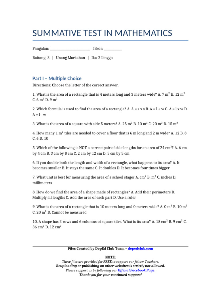 Area and Perimeter in Geometry | PDF | Area | Rectangle
