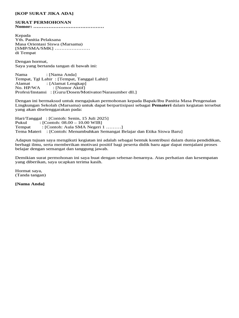 Surat Permohonan | PDF