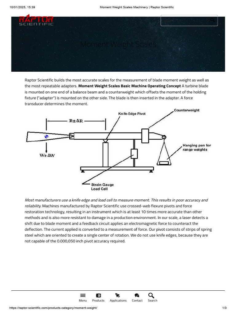 Moment Weight Scales Machinery - Raptor Scientific | PDF | Weighing ...