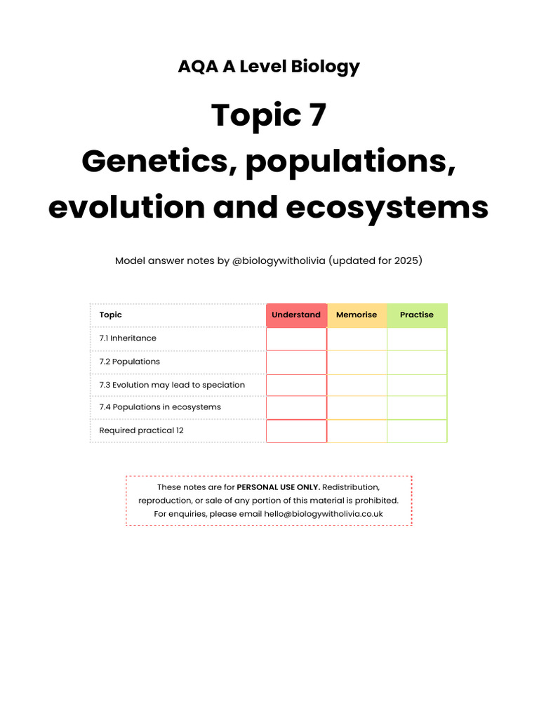 AQA A Level Biology: Genetics & Evolution | PDF | Dominance (Genetics ...