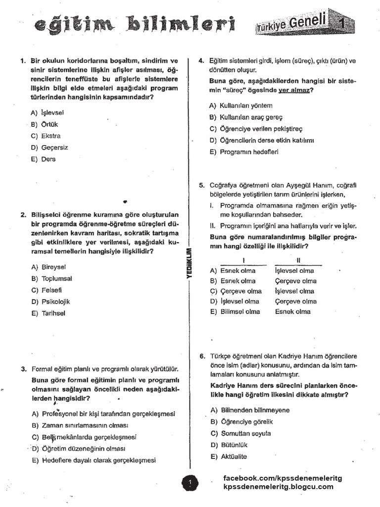 Yediiklim 2017 Tg1 Egitim | PDF