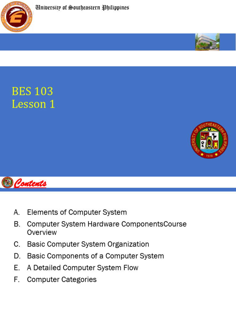 BES103 Lesson1 ComputerOrg | PDF | Computer Data Storage | Central Processing Unit