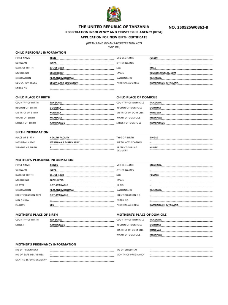 Application Form 20250525B - 922 | PDF | Government And Personhood