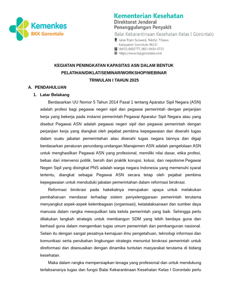 Laporan Kegiatan Peningkatan Kapasitas Asn | PDF