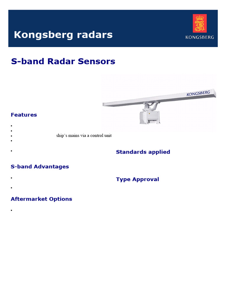 Kongsberg S-Band Radar Specifications | PDF | Radar | Mains Electricity