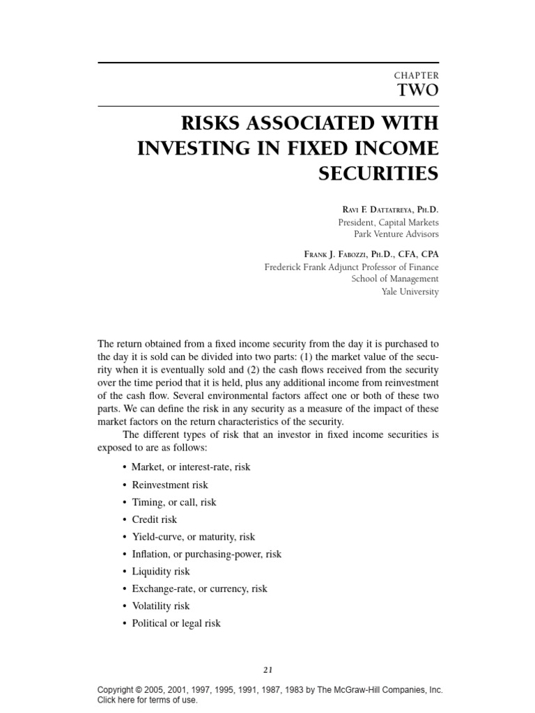 Risks in Fixed Income Investments | PDF | Bonds (Finance) | Credit Rating