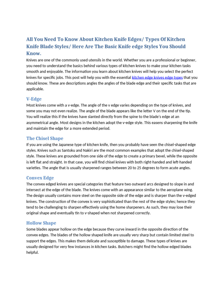 17. Kitchen Knife Edge | PDF | Knife | Blade
