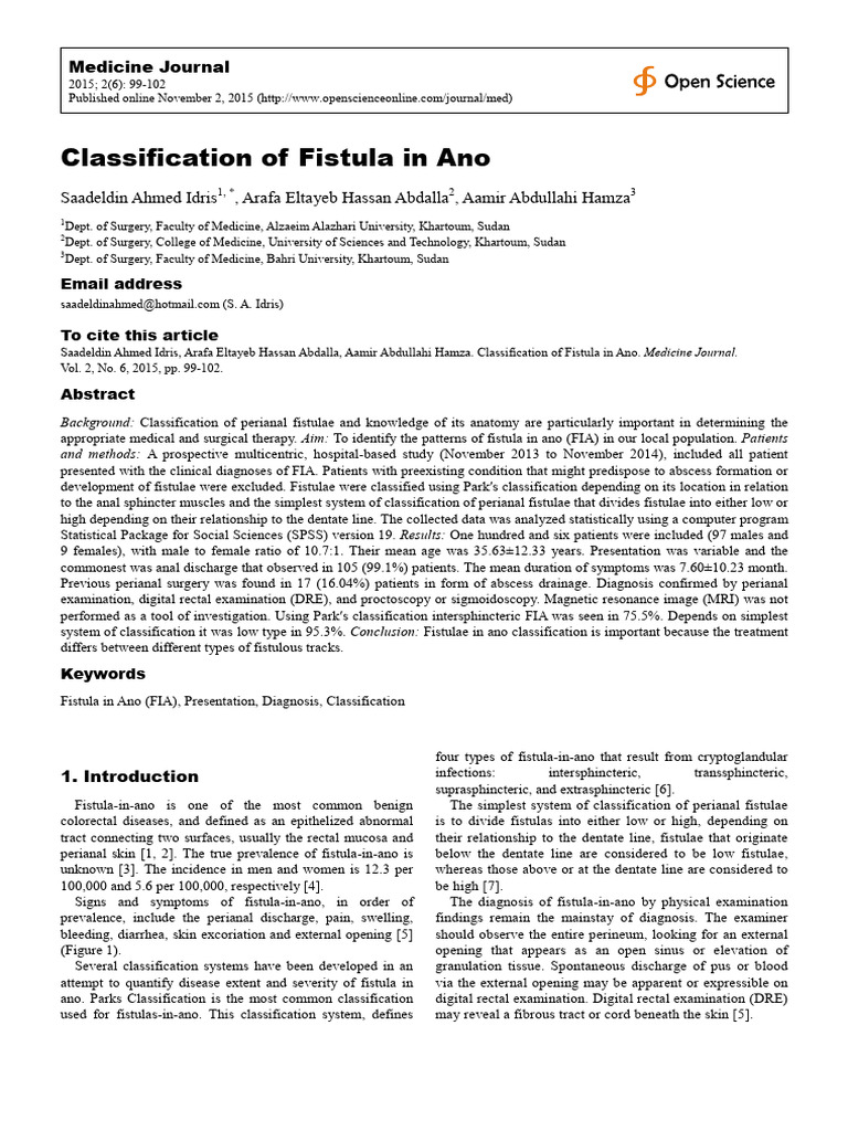 Classification of Fistula in Ano | PDF | Diseases And Disorders ...