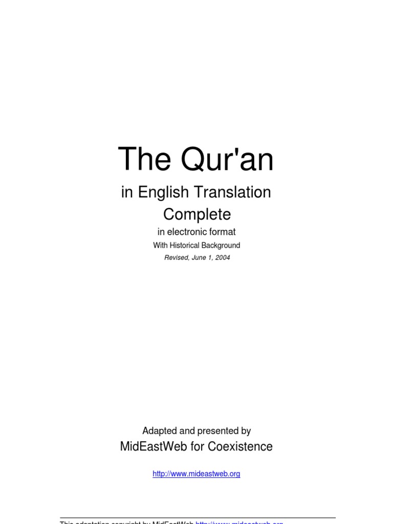 Complete English Qur'an Translation | PDF