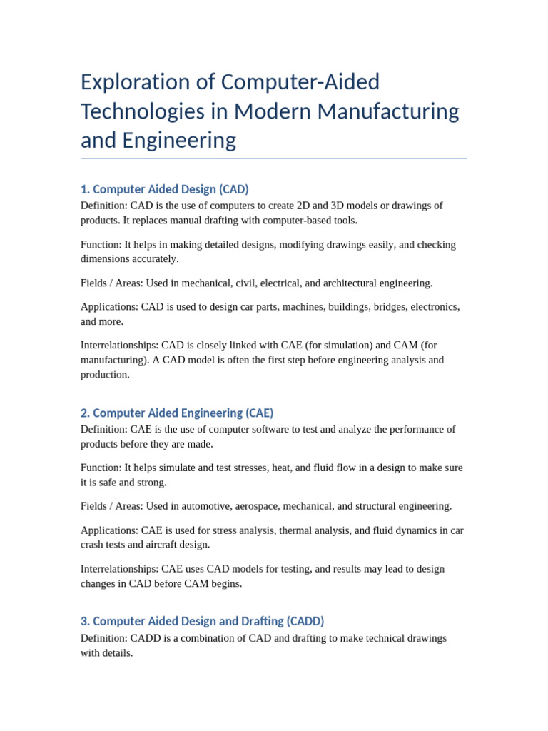 Computer Aided Technologies Assignment Full | PDF | Computer Aided Design | Engineering