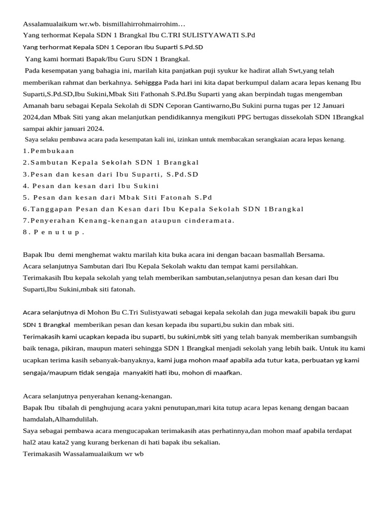 Susunan Acara Lepas Kenang | PDF