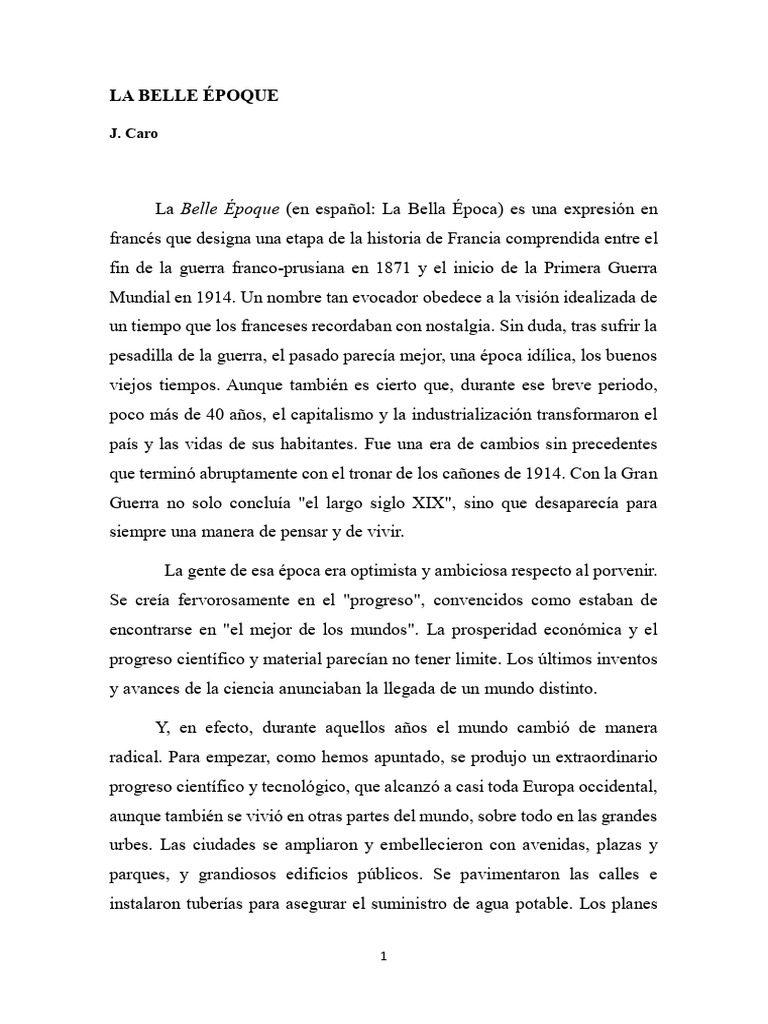 La Belle Epoque | PDF | Colonialismo | Francia