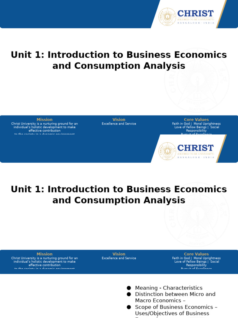 Unit 1-Introduction To Business Economics and Consumption Analysis ...