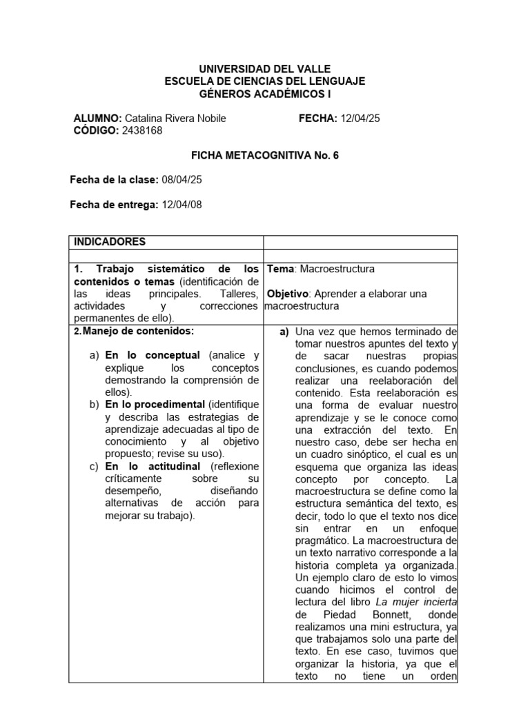 Ficha N.6 - Catalina Rivera Nobile | PDF | Aprendizaje | Ciencias del comportamiento