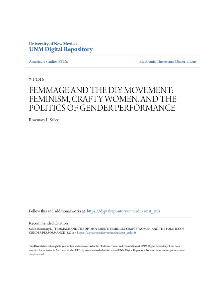 Femmage and the Diy Movement Feminism Cr | PDF | Marxism | Ethnography
