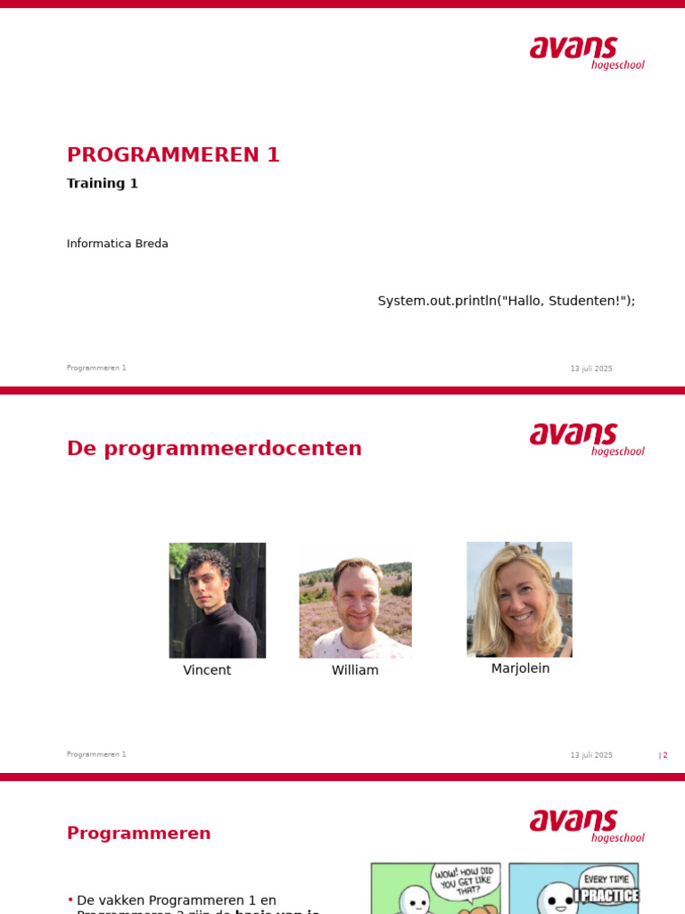 AEI-I-P1.1-Programmeren 1 Les 1 Introductie | PDF