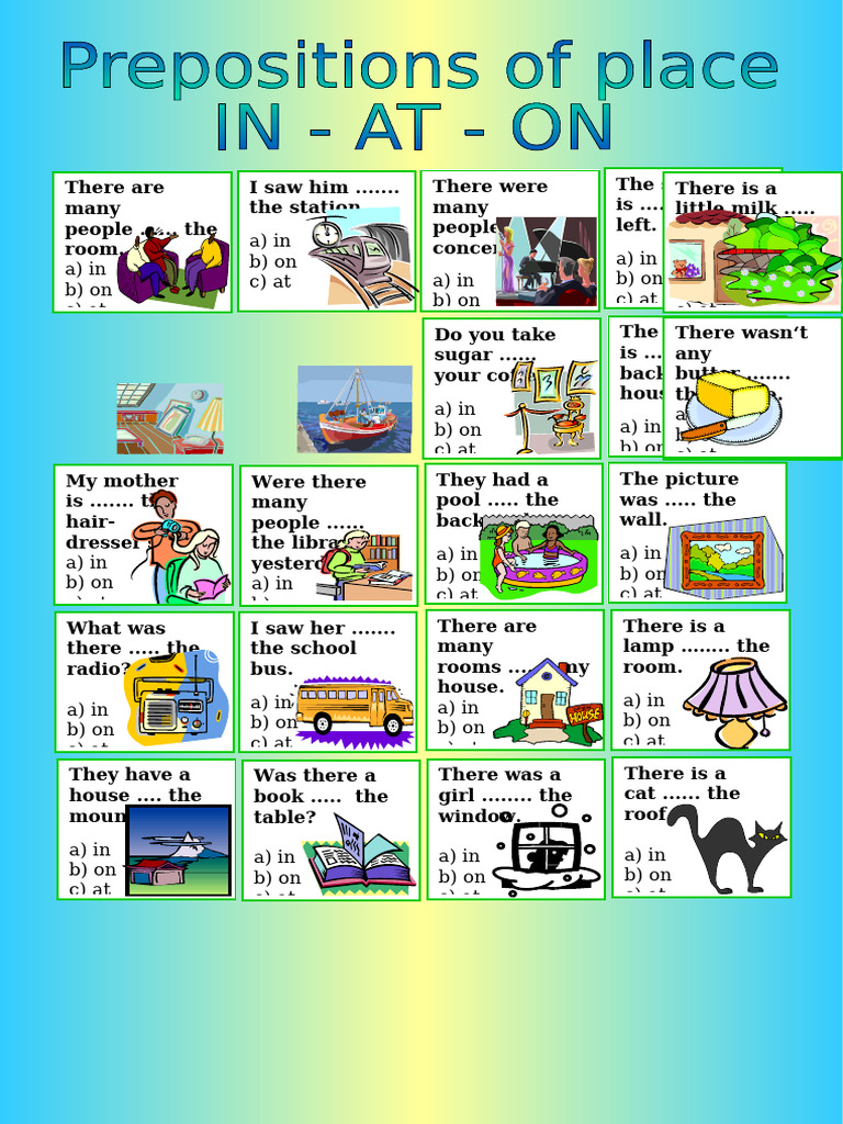 Prepositions of Place Fun Activities Games Grammar Drills Icebreakers ...